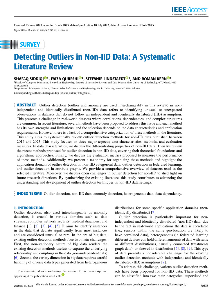 Detecting Outliers in Non-IID Data A Systematic Literature Review | PDF ...