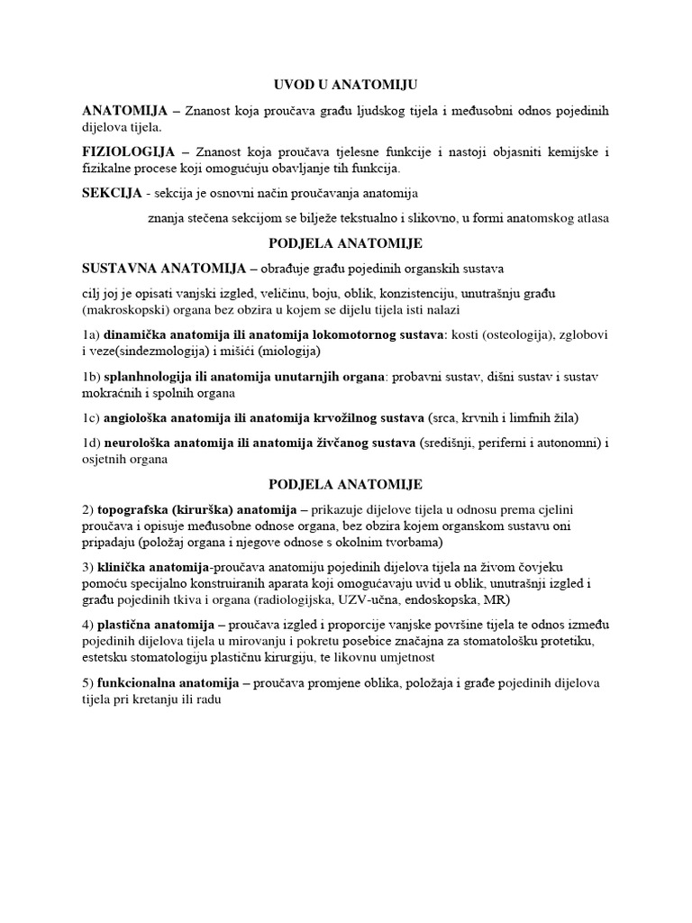 Anatomija Sve Osim Živčanog Sustava | PDF