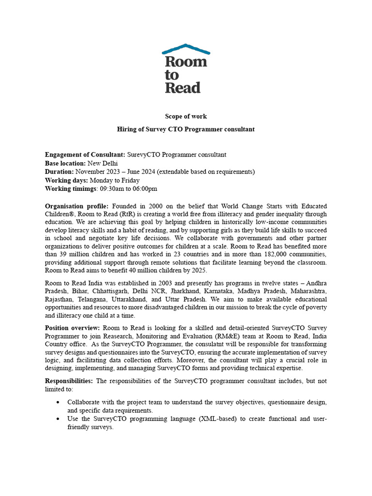 SOW Survey CTO Programmer Consultant | PDF | Consultant | Résumé