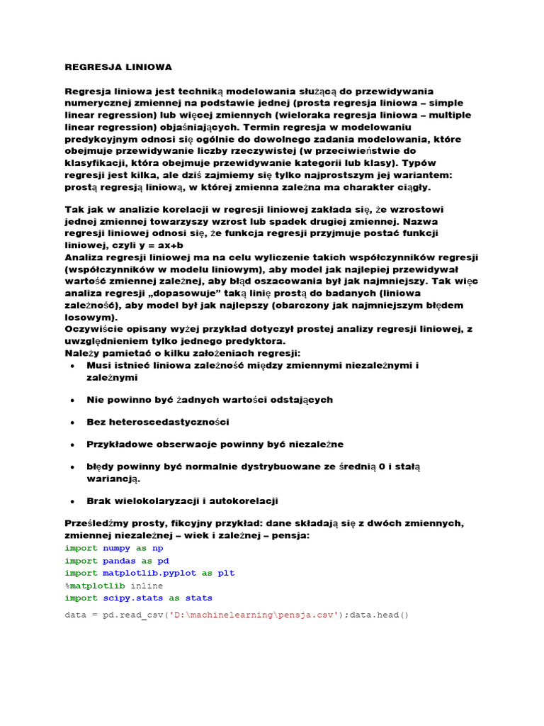 Regresja Liniowa | PDF