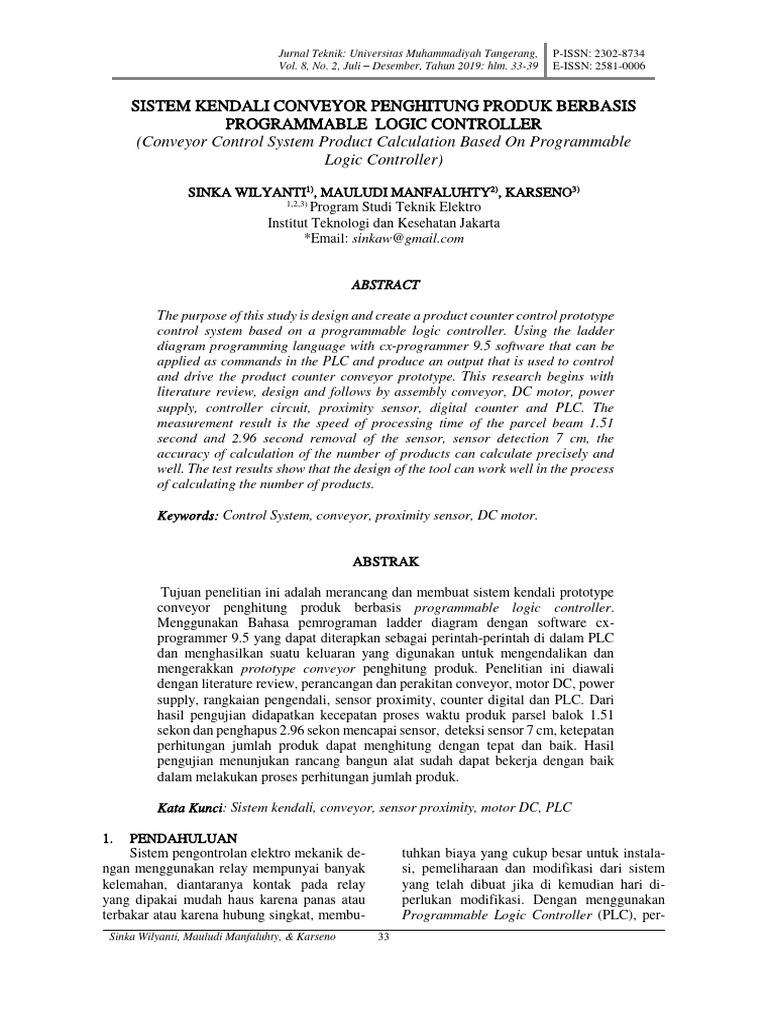 Conveyor Control System Product Calculat Pdf