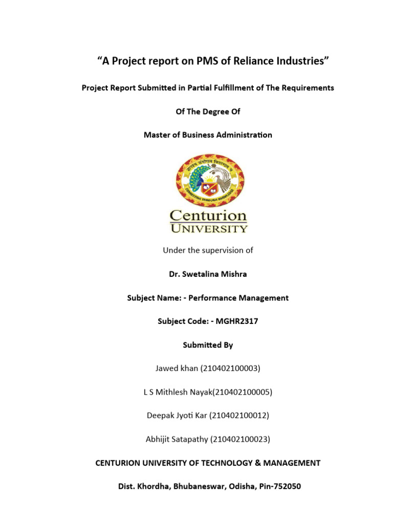 Reliance Industries Performance Management Report | PDF | Performance ...