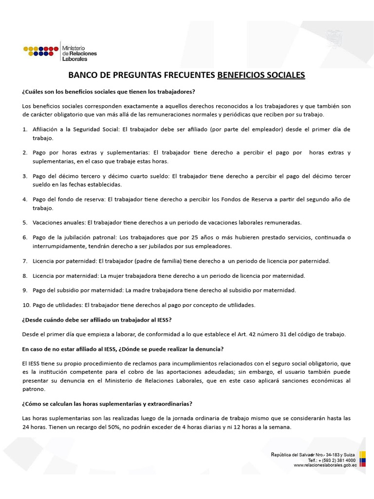 Banco de Preguntas Beneficios Sociales Emp Gest | PDF | Salario | Economias