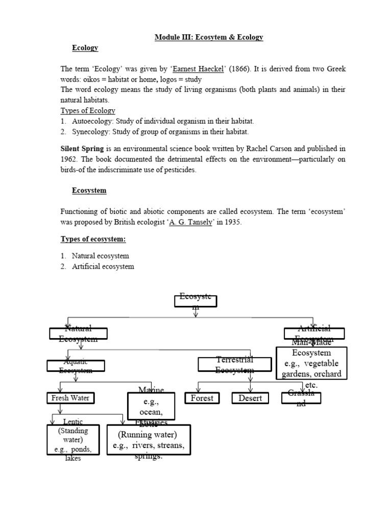 Module III Ecology & Ecosystem | PDF
