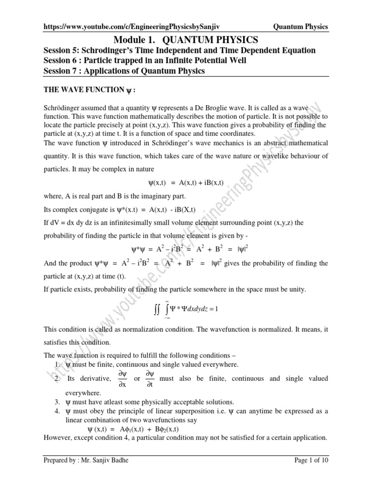 Quantum Physics Session 5, 6 and 7 (Schrodingers Equations) | PDF | Waves | Quantum Computing