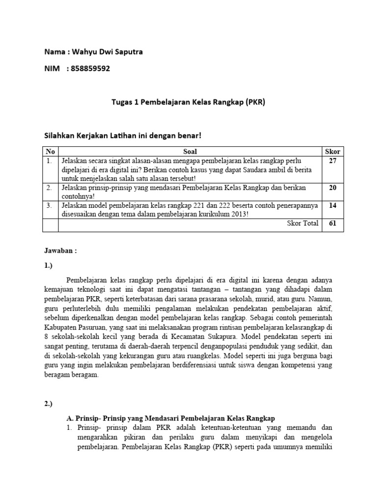 Latihan Uji Kompetensi 1 PKR | PDF