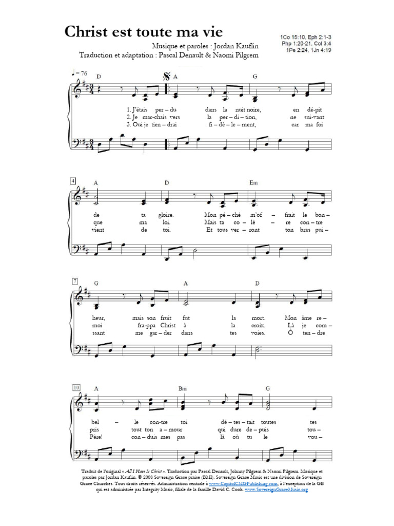 Christ est toute ma vie - Paroles et Musique | PDF