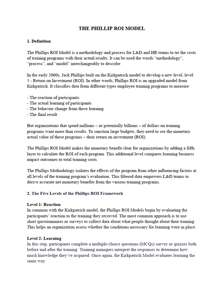 The Phillips Roi Model | PDF | Return On Investment | Performance Indicator