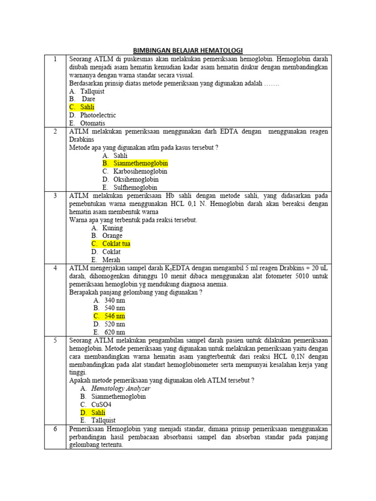 HEMATOLOGI | PDF | Pengembangan Diri | Kesehatan Holistik