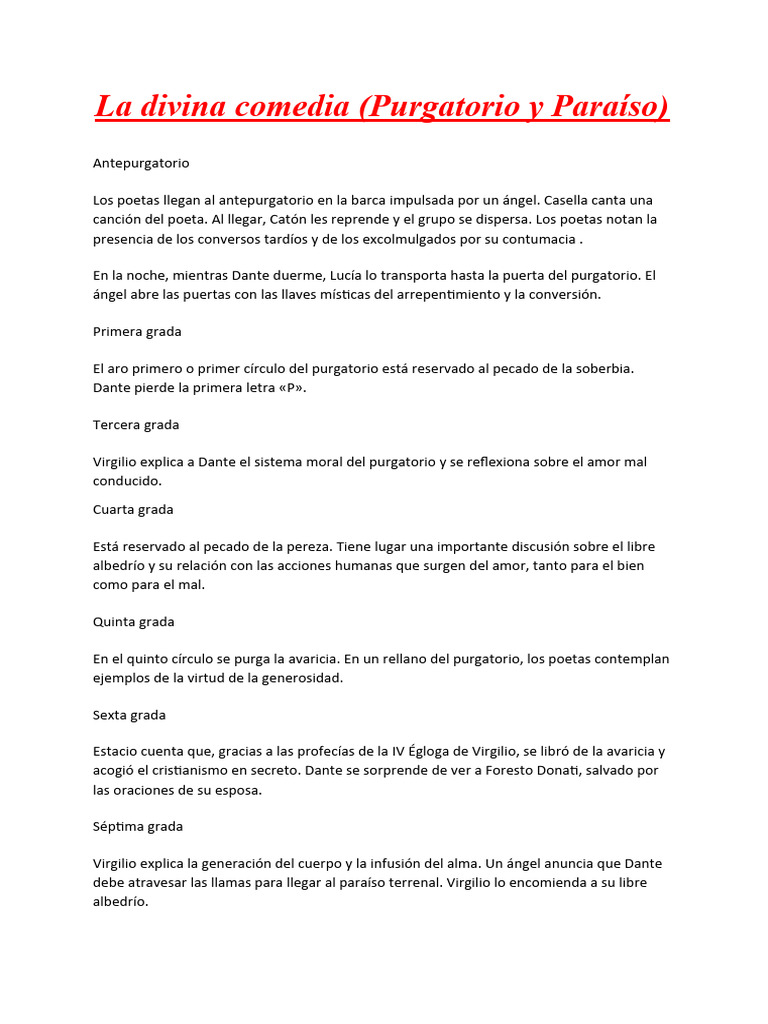 La divina comedia (Purgatorio y Paraíso) | PDF | Divina Comedia | Dante Alighieri