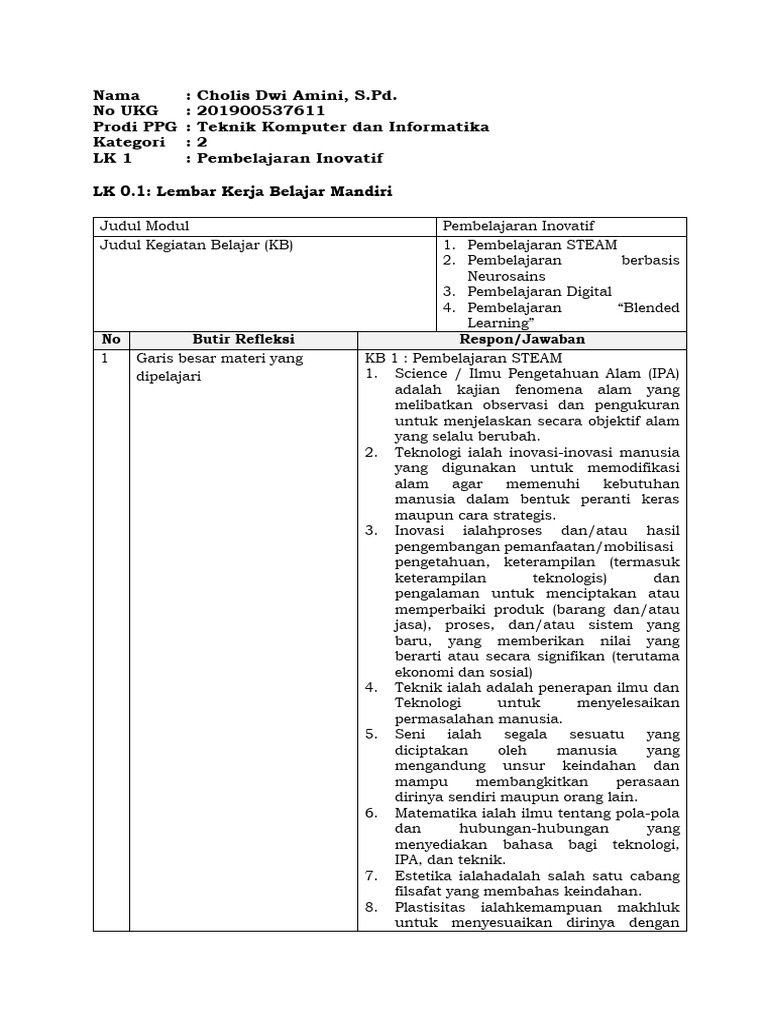 LK 1 Modul 3 Pembelajaran Inovatif | PDF
