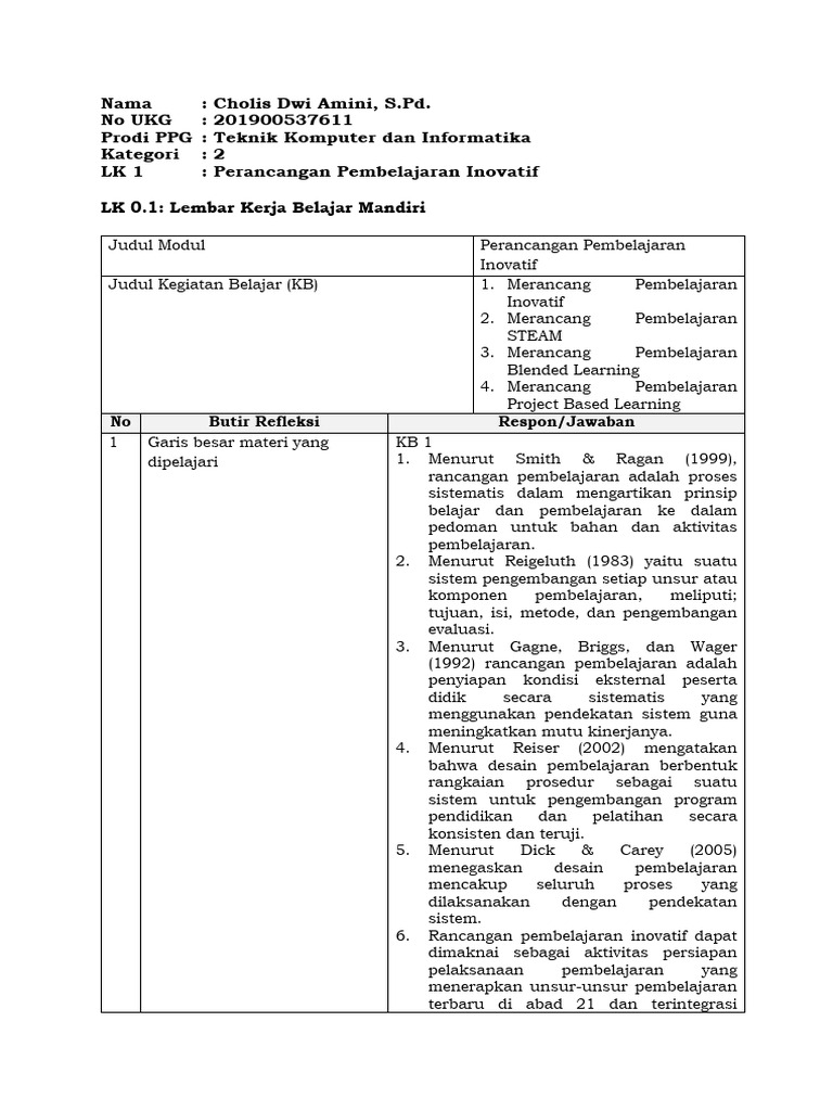 LK 1 Modul 4 Perancangan Pembelajaran Inovatif | PDF