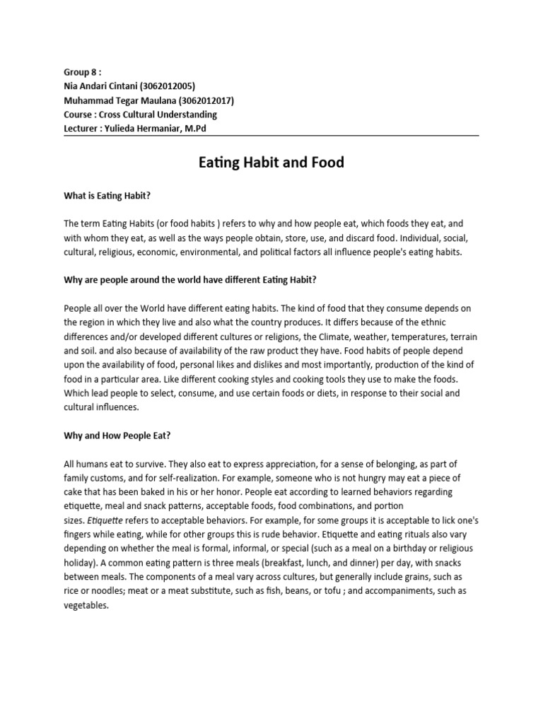 Global Eating Habits Explained | PDF | Meal | European Cuisine