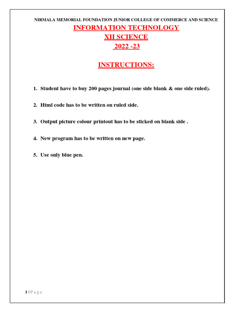 Xii Sci Practical Manual 2022-23 | PDF | World Wide Web | Internet & Web