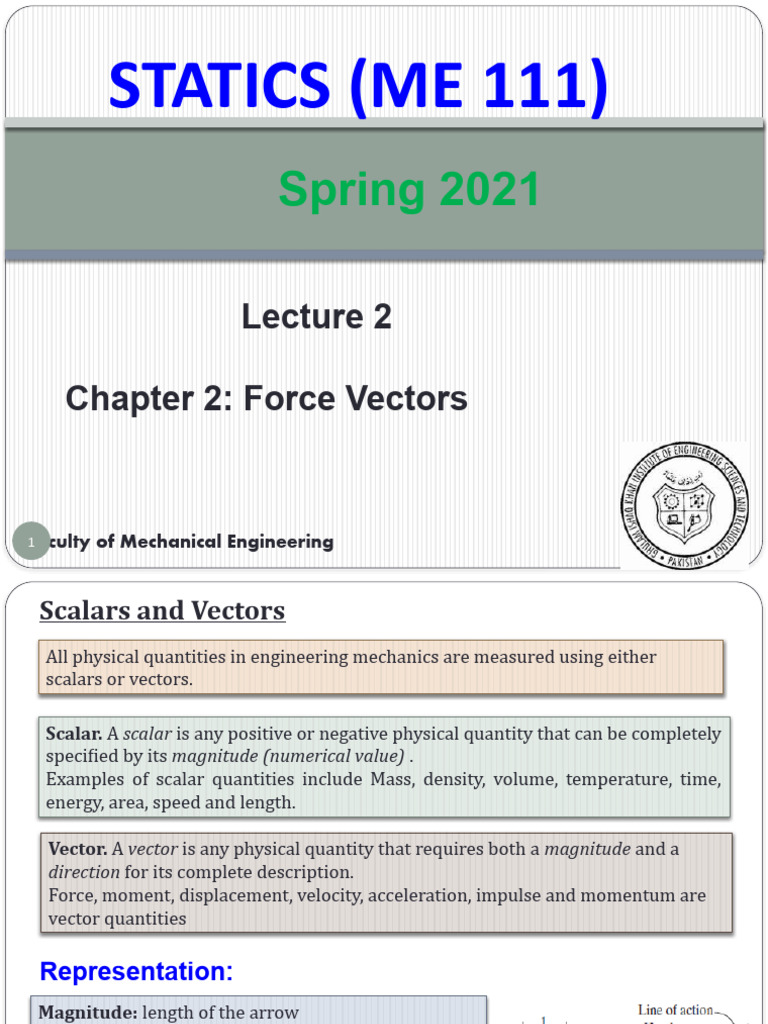 Lecture 2 (Chapter 2) | PDF | Euclidean Vector | Force Lecture 2 (Chapter 2) | PDF | Euclidean Vector | Force