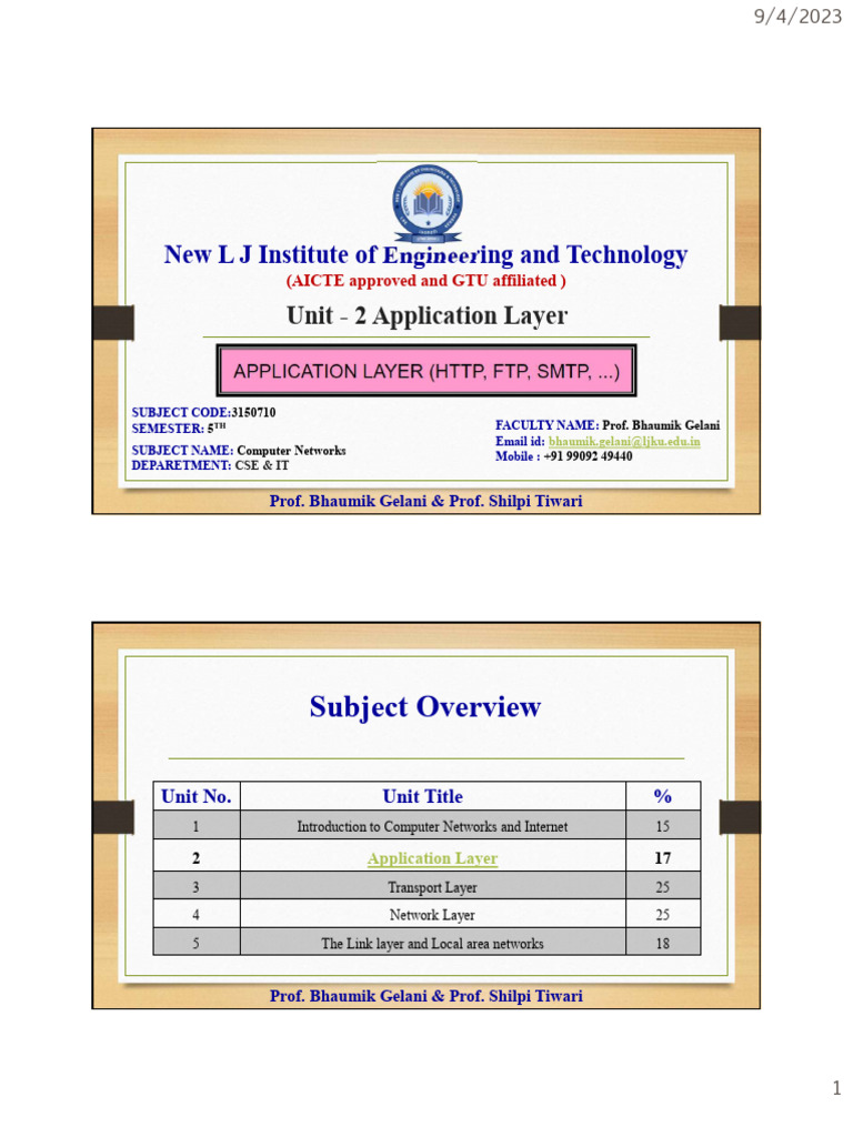 Unit - 2 Application Layer | PDF | World Wide Web | Internet & Web