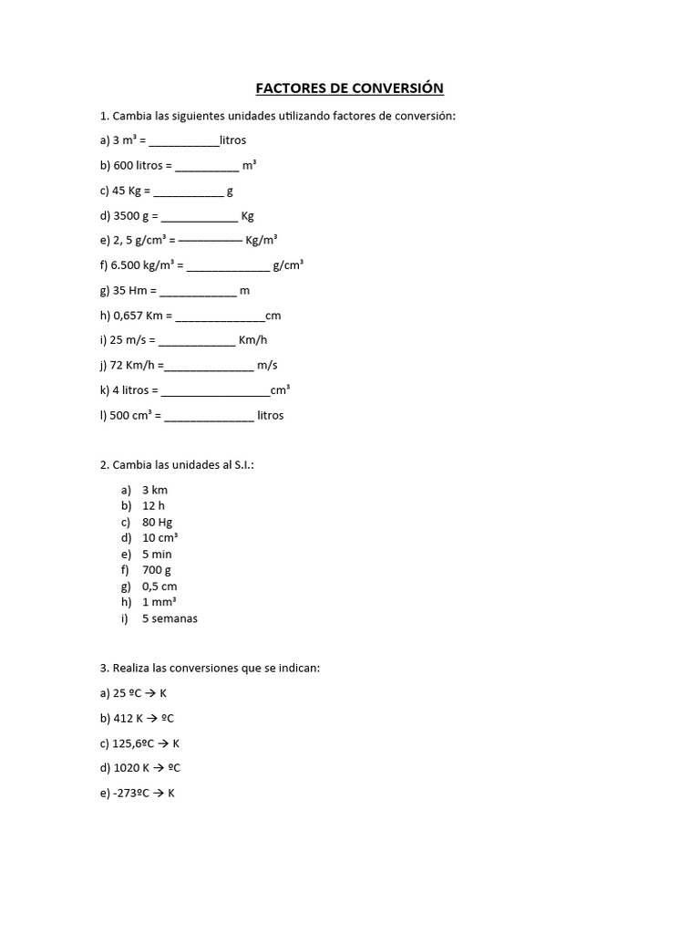 Factores de Conversión 2ºeso | PDF