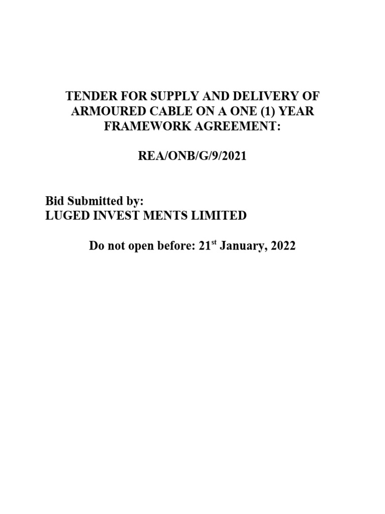 Armoured Cable Supply Tender | PDF | Prices | Pension