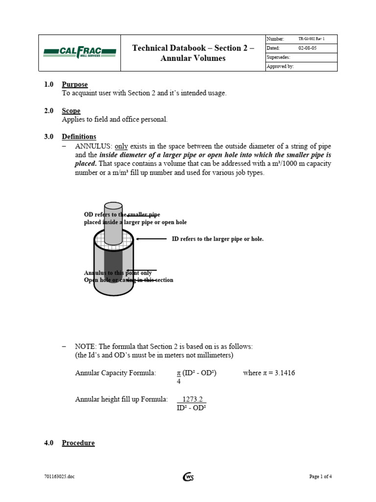 Annular Volume Calculations Guide | PDF | Casing (Borehole) | Pipe ...