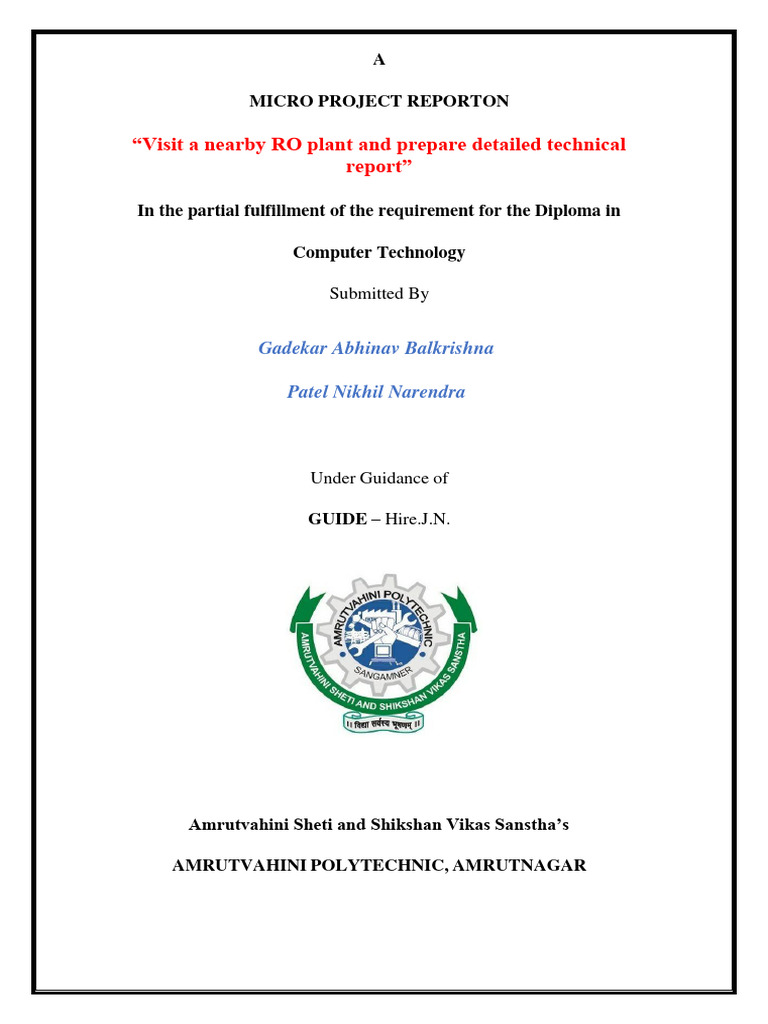 EVS Microproject Report | PDF | Water Purification | Membrane