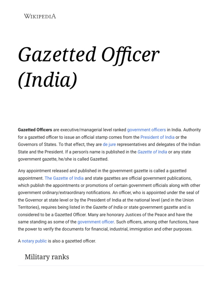 Gazetted Officer (India) - Wikipedia | PDF | Public Administration ...