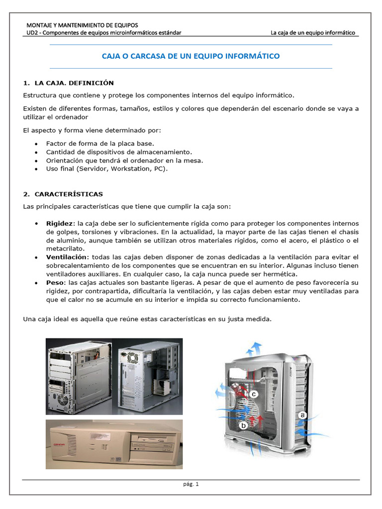 UD - 02 - MME - 2-La Caja de Un Equipo Informático | PDF | Disco duro | Hardware de la computadora