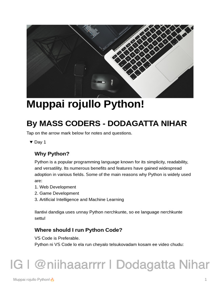 Muppai Rojullo Python | PDF | Boolean Data Type | Data Type