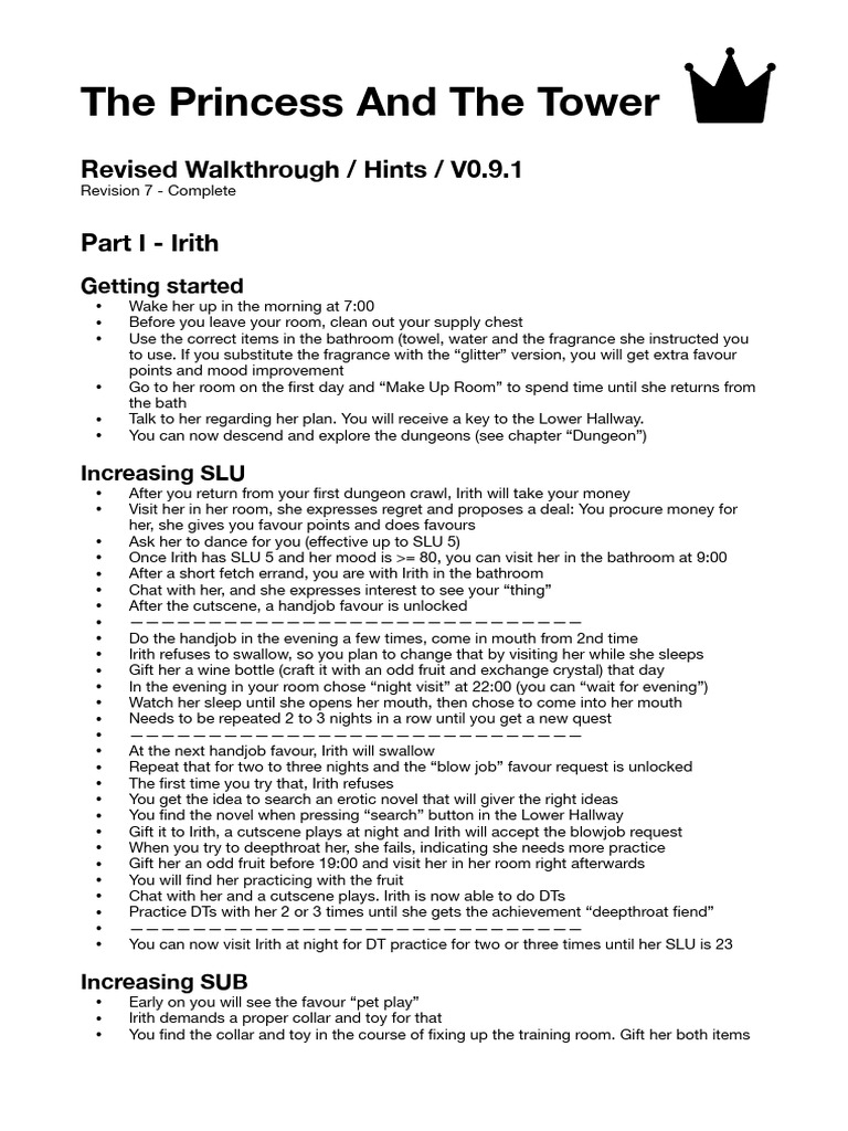 The Princess - Walkthrough Revised V0.9.1 | PDF