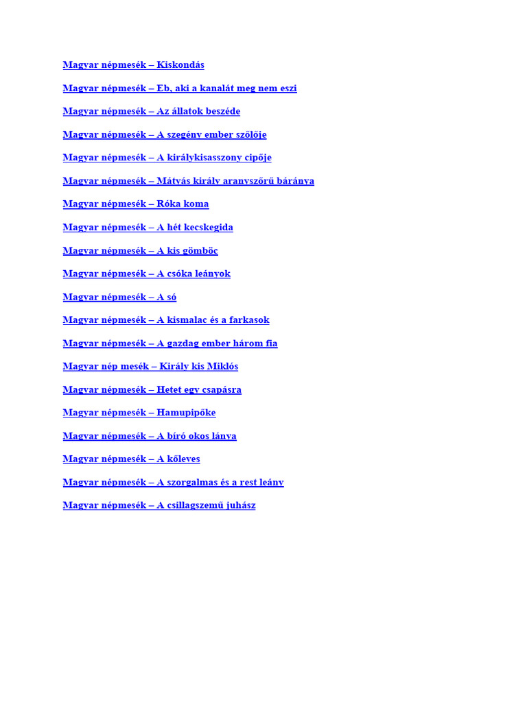 Magyar Népmesék Listaja | PDF