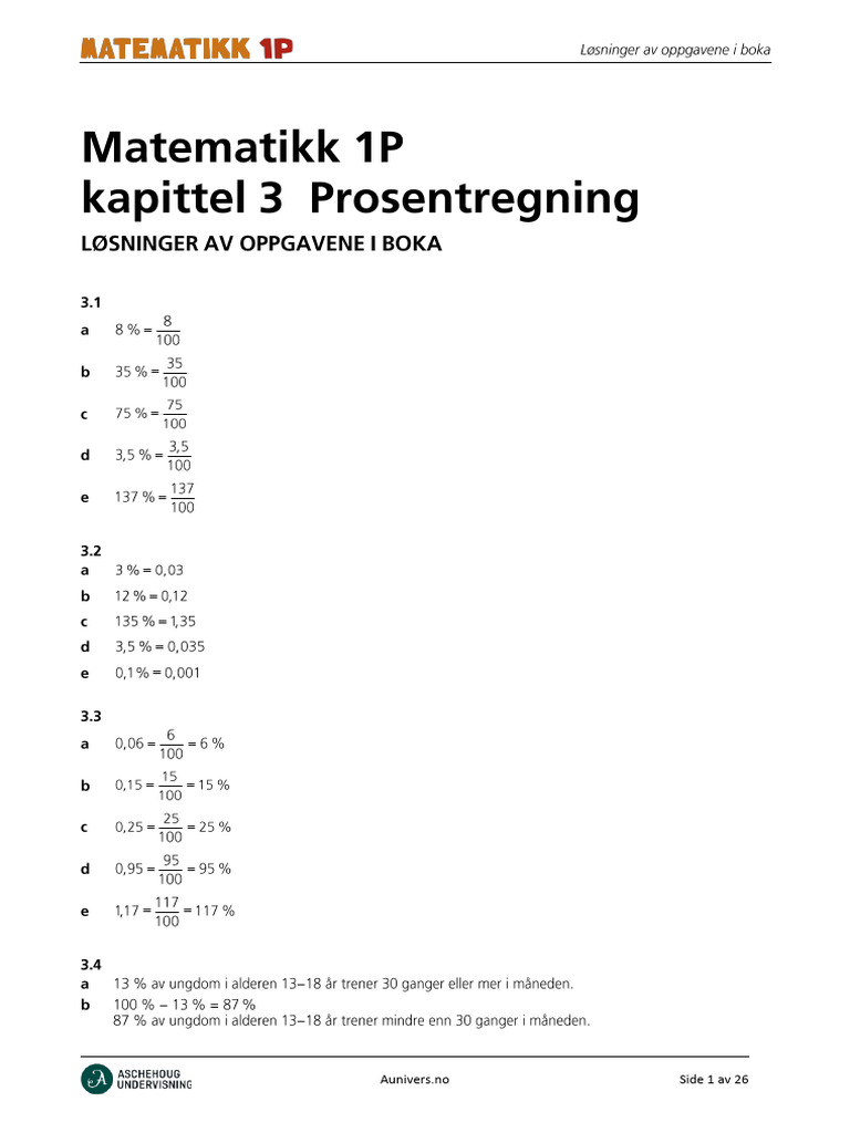 Fullstendig Løsning 1P Kap. 3 | PDF