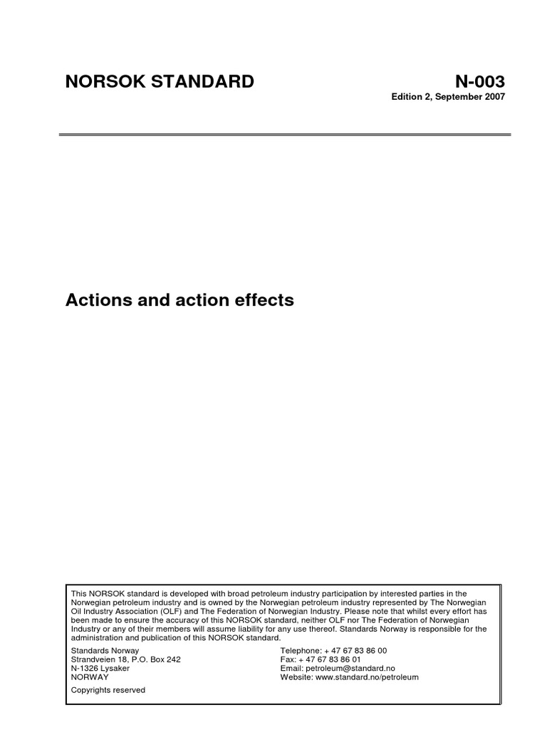 Norsok n-003 Actions and Action Effects | PDF