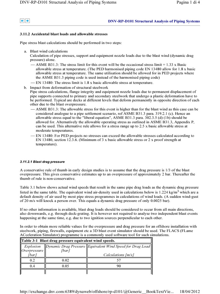 Blast Pressure DNV RP d101 | PDF