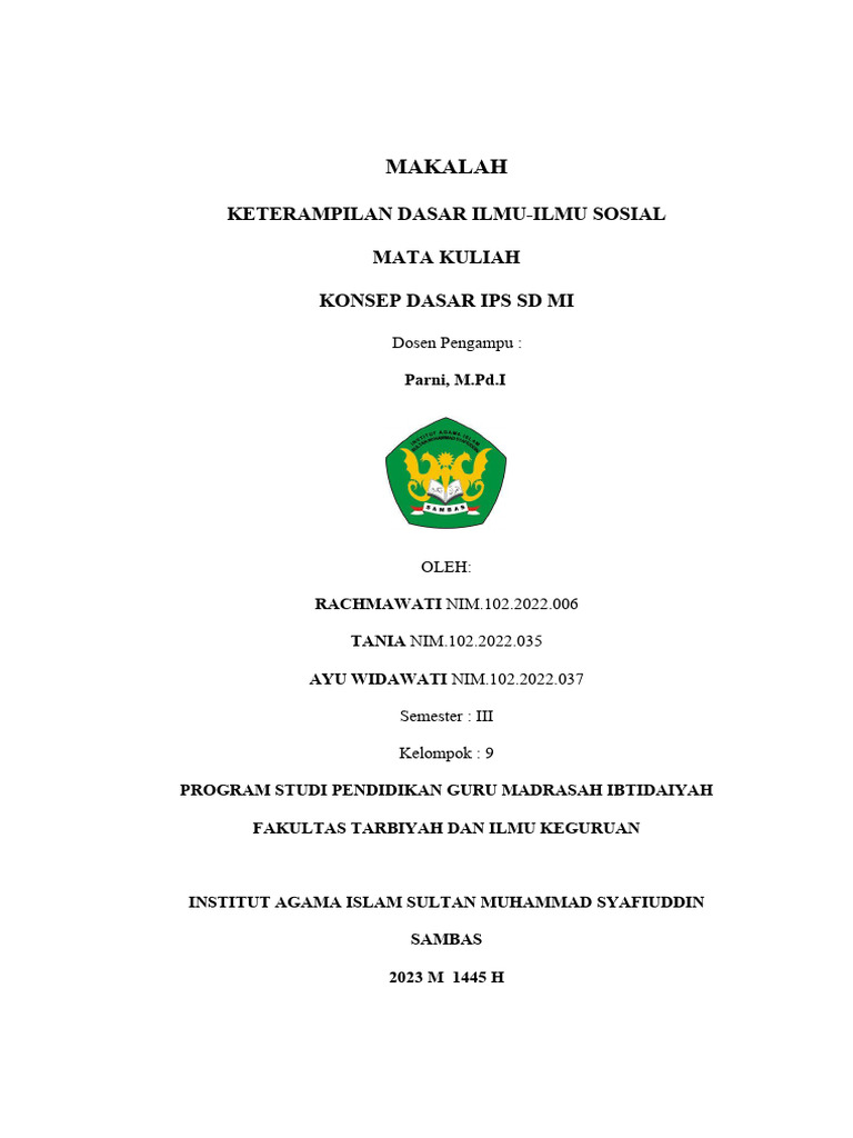 K. 5 Makalah Rachmawati, Tania, Ayuwidawati Konsep Dasar Ips - Mi | PDF | Karier & Perkembangan ...