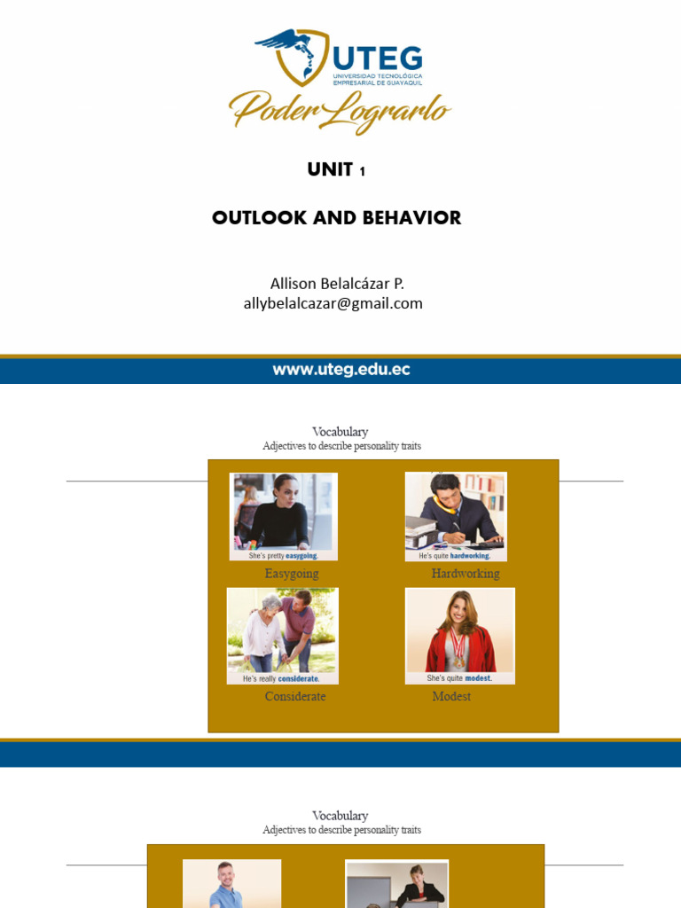 Upper Intermediate - Unit 1 - Vocabulary Personality Adjectives | PDF