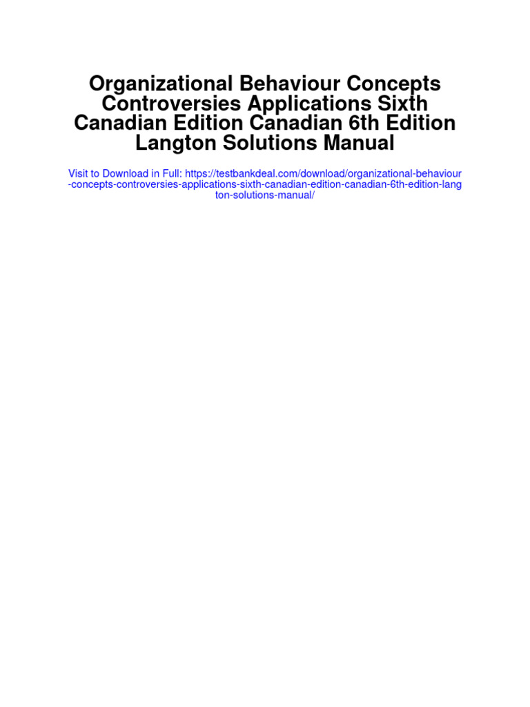 Organizational Behaviour Concepts Controversies Applications Sixth ... Organizational Behaviour Concepts Controversies Applications Sixth ...