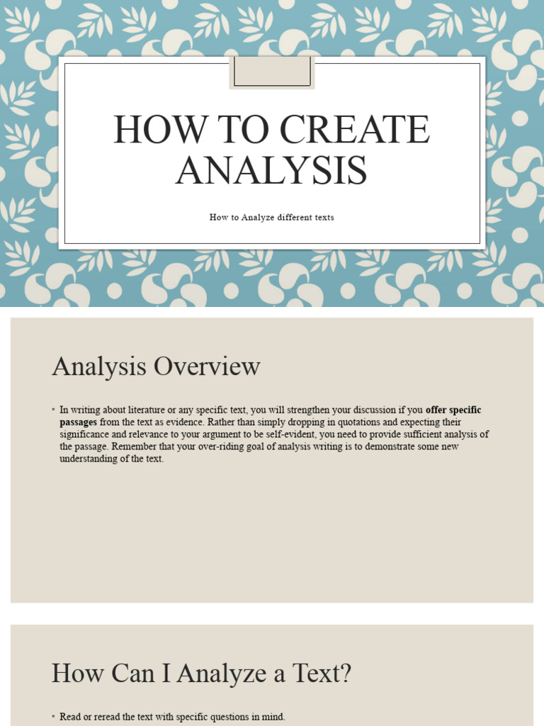 How To Create Analysis | PDF