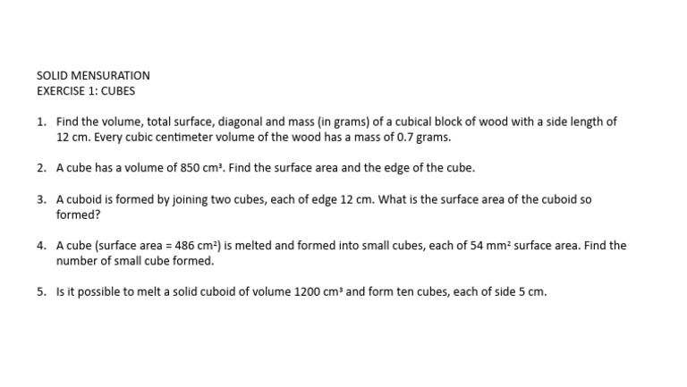 Cube Problem Set Pdf