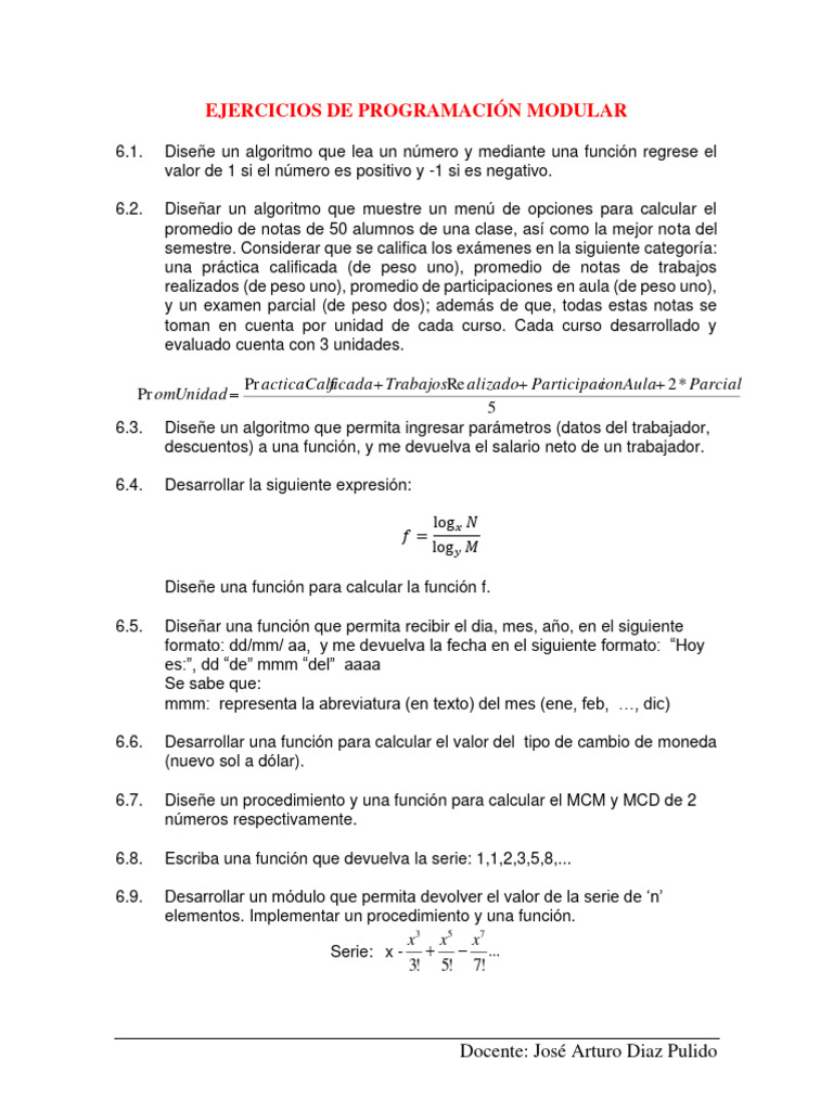 Ejercicios Programacion Modular | PDF | Informática
