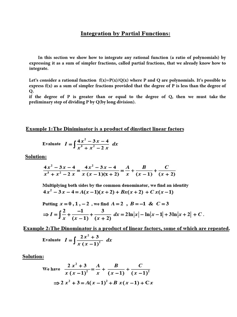 Partial Fraction Integration Guide | PDF | Mathematical Analysis ...