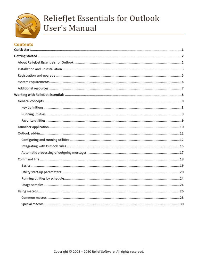 Relief Jet Essentials Outlook | PDF | Microsoft Outlook | Microsoft Windows