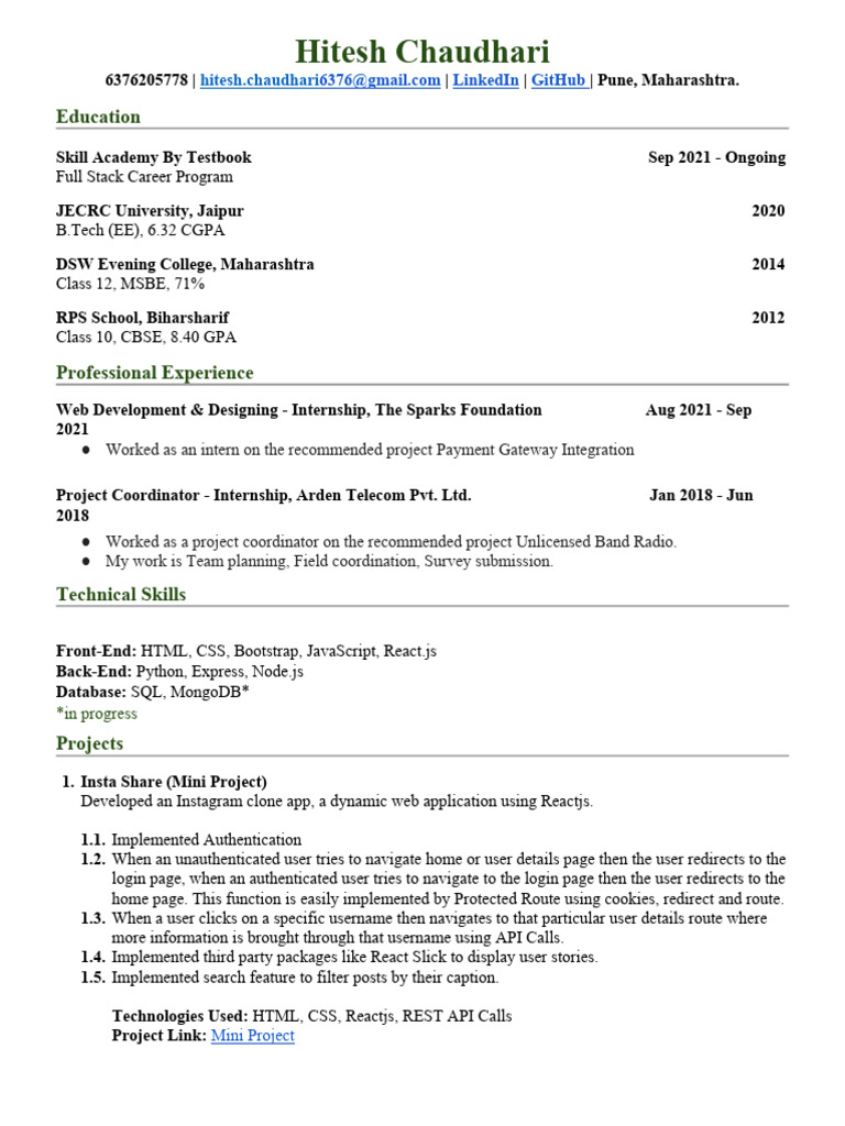 With Work Experience - FSD | PDF | Bootstrap (Front End Framework) | Java Script