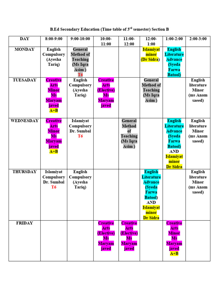Time Table | PDF