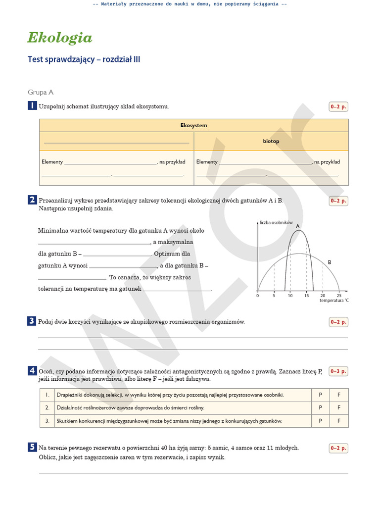 Puls Życia - Klasa 8 - Dział 3 - Sprawdzian | PDF