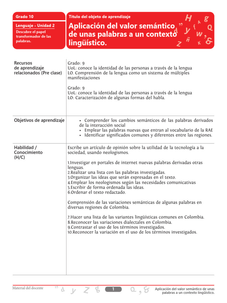 Aplicación Del Valor Semántico de Unas Palabras A Un Contexto ...