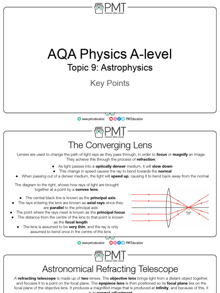 Key Points - Section 9 Astrophysics - AQA Physics A-Level | PDF | Angular Resolution | Apparent ...
