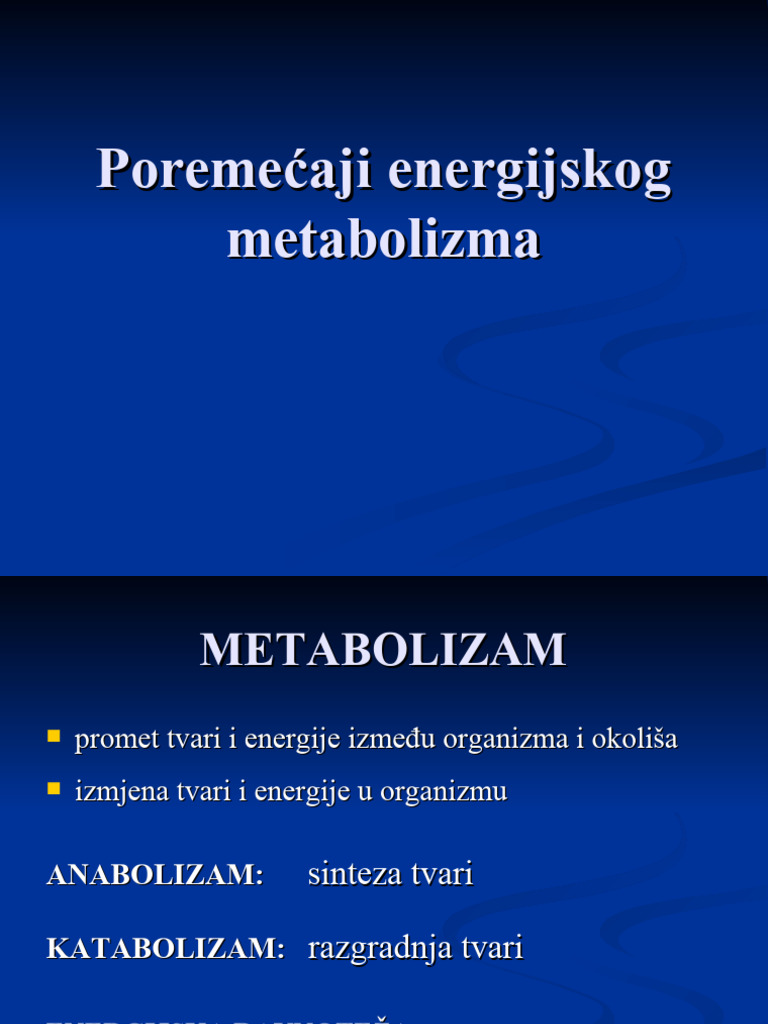 Patofiziologija Poremećaj Energijskog I Nutritivnog Metabolizma | PDF