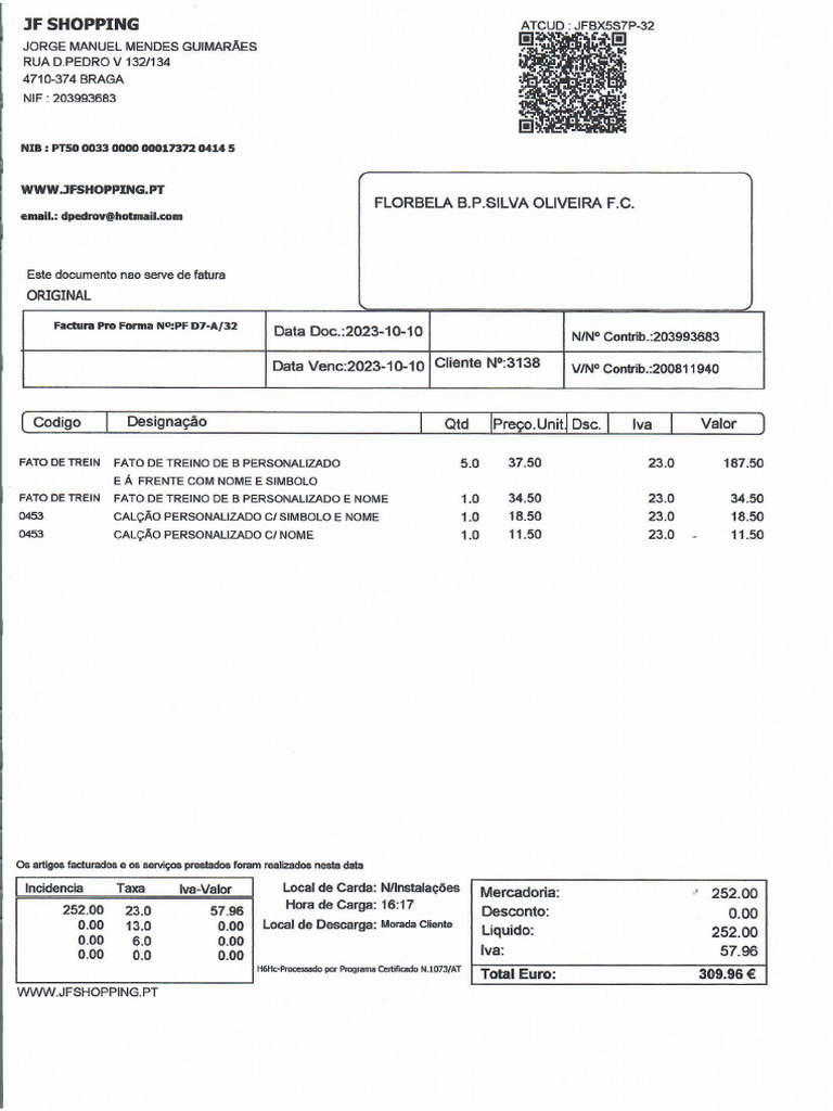 Factura Pro Forma N D7 A32 1 | PDF