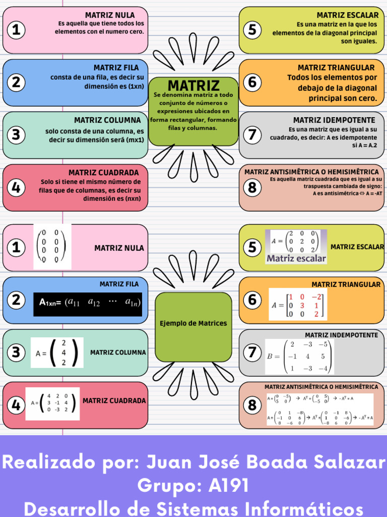 Tipos de Matrices Matemáticas | PDF | Matriz (Matemáticas) | Álgebra