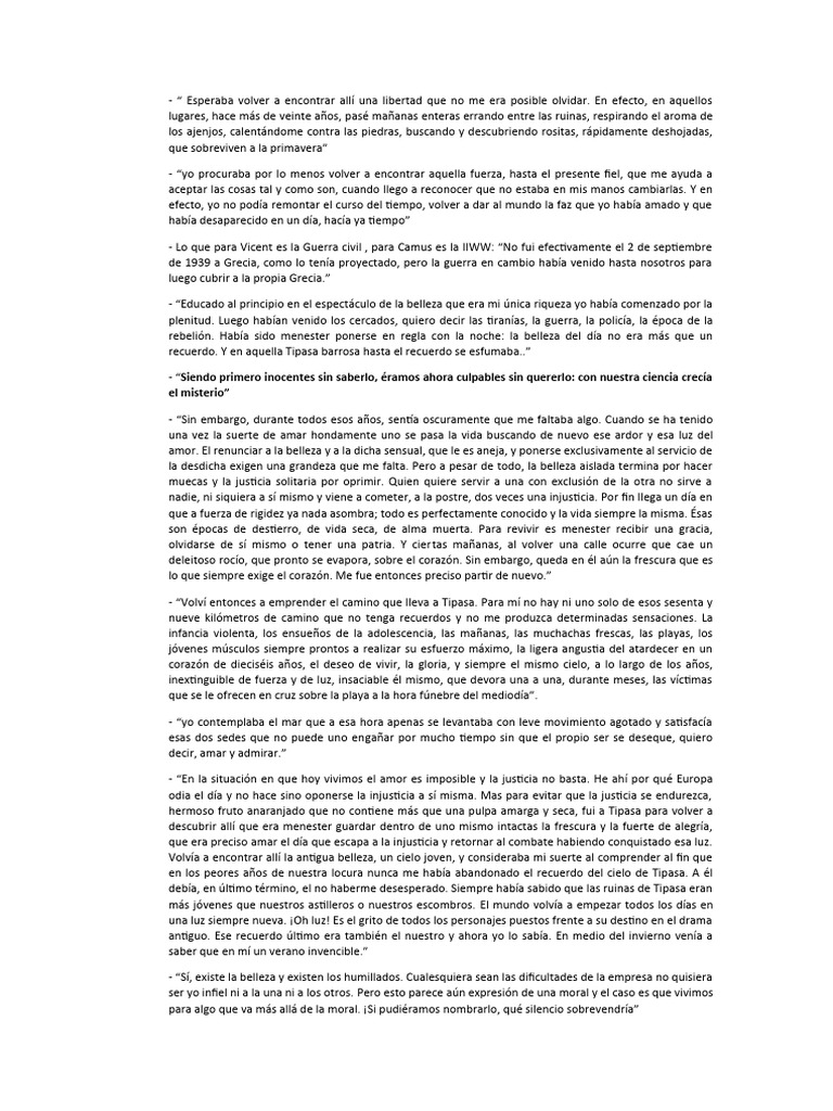 ALBERT CAMUS Tipasa | PDF