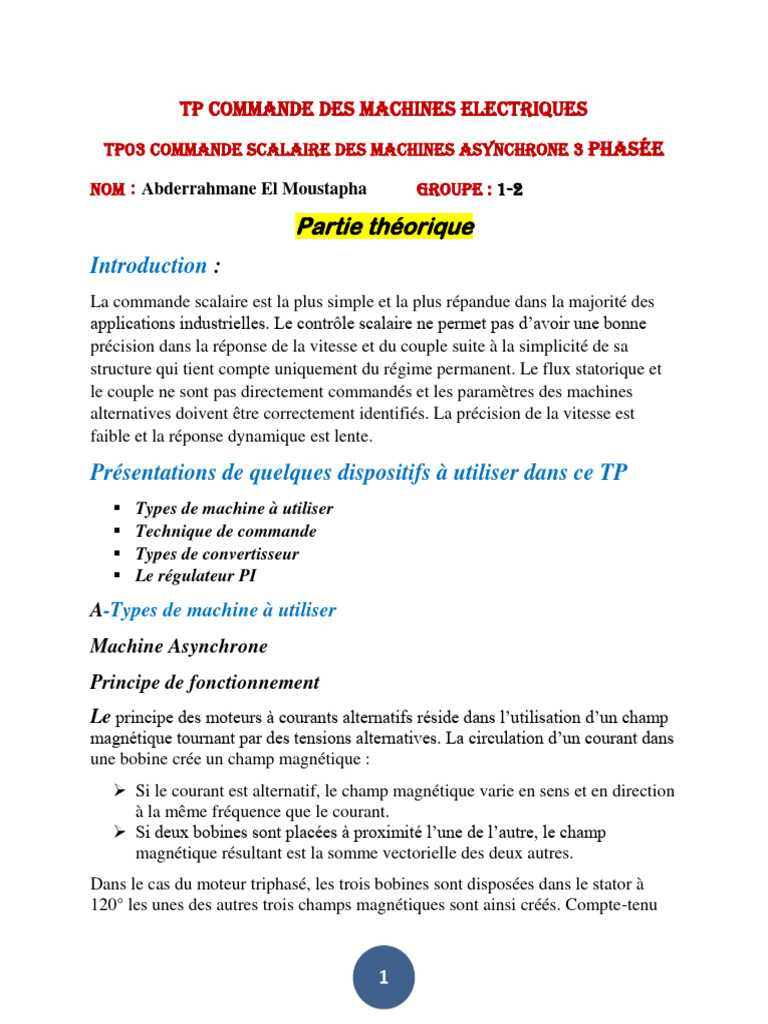 Commande scalaire des machines asynchrones | PDF | Onduleur ...